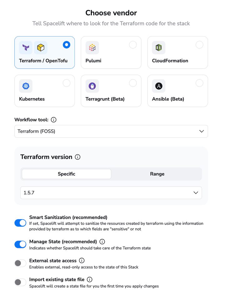 Terraform Cloud / Enterprise Workspaces vs. Spacelift Stacks