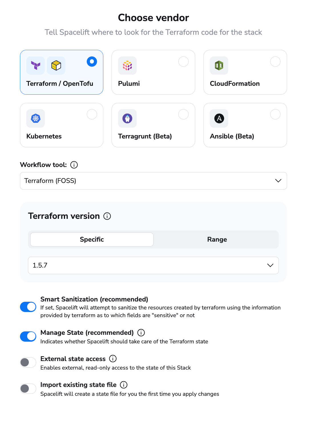 Terraform Cloud / Enterprise Workspaces vs. Spacelift Stacks